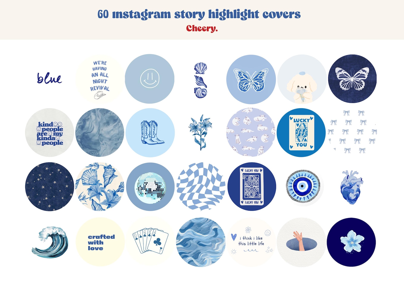 60 Retro Instagram Highlight Cover Icons, Blue Tones Instagram ...