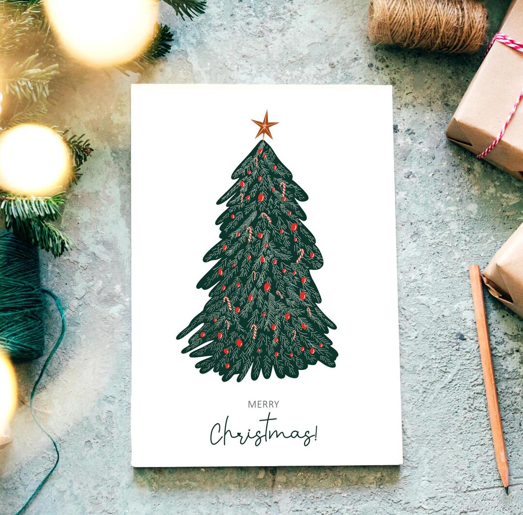 Minimalist Christmas Tree Card: Printable Holiday Card (digital ...