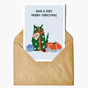 Printable Christmas Card, Merry Christmas Cat Card, Funny Cat Gift ...