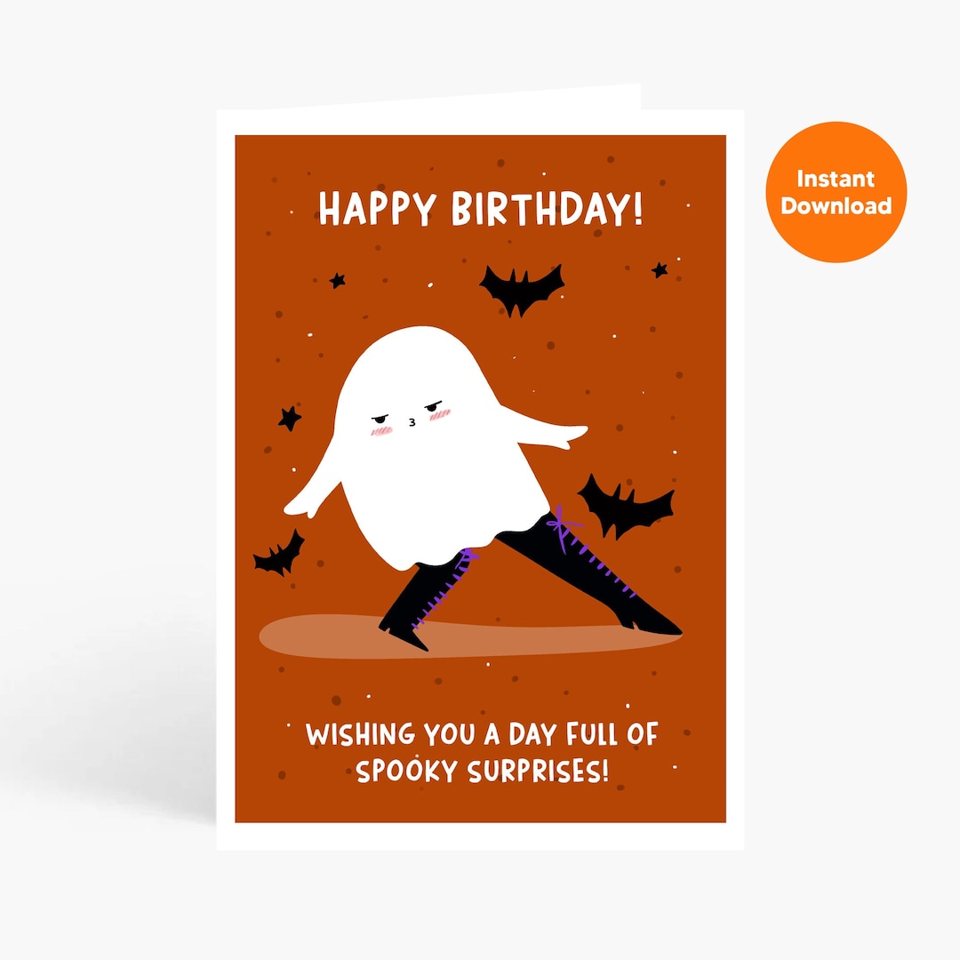 Happy Birthday Ghost Card, Funny Ghost Birthday Card, Printable ...