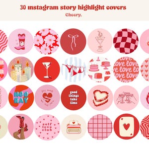 30 Retro Instagram Highlight Cover Icons, Groovy Highlight Covers, Red ...