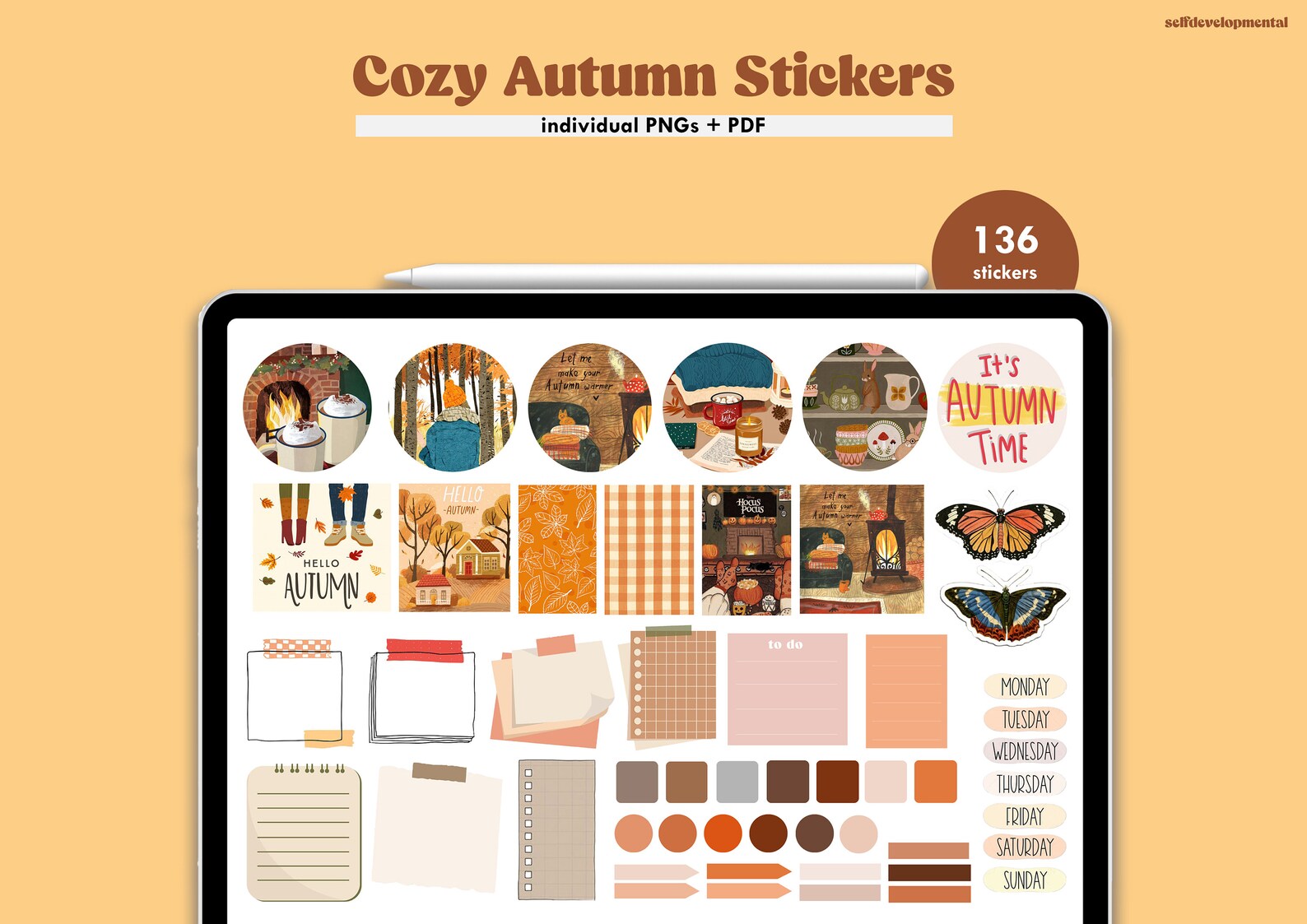Warm and Cozy Digital Stickers/ Cozy Autumn Digital Stickers / Digital ...