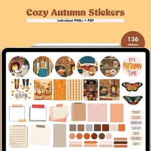 Warm and Cozy Digital Stickers/ Cozy Autumn Digital Stickers / Digital ...