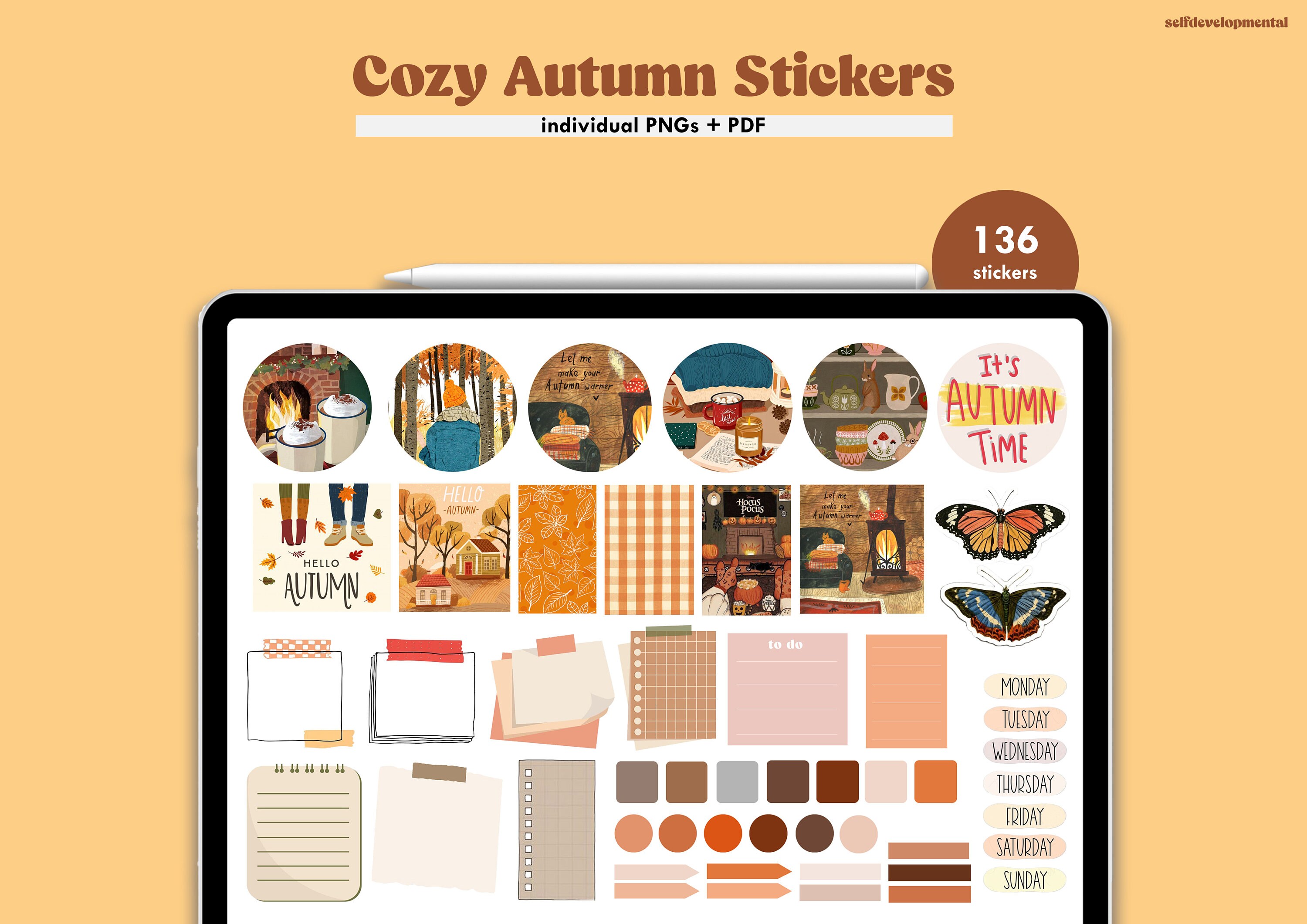 Warm and Cozy Digital Stickers/ Cozy Autumn Digital Stickers / Digital ...