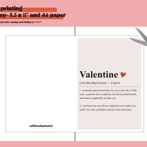 Romantic Valentine Card, Valentine Dictionary Card, Printable Cards ...
