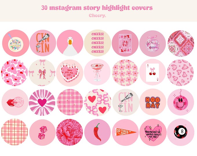 30 Pink Retro Instagram Highlight Cover Icons, Groovy Highlight Covers ...