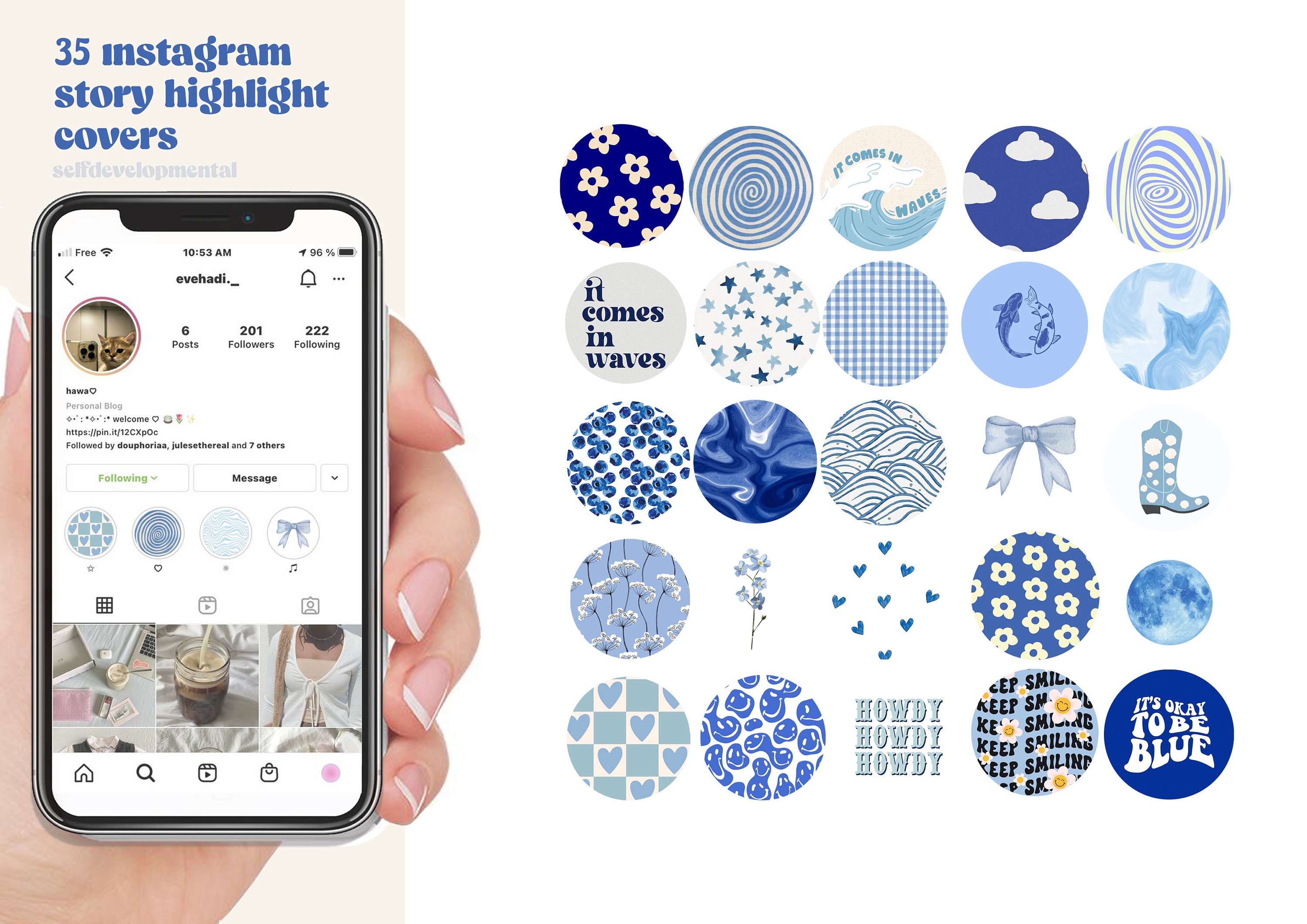 35 Retro Instagram Highlight Cover Icons, Blue Tones Instagram ...