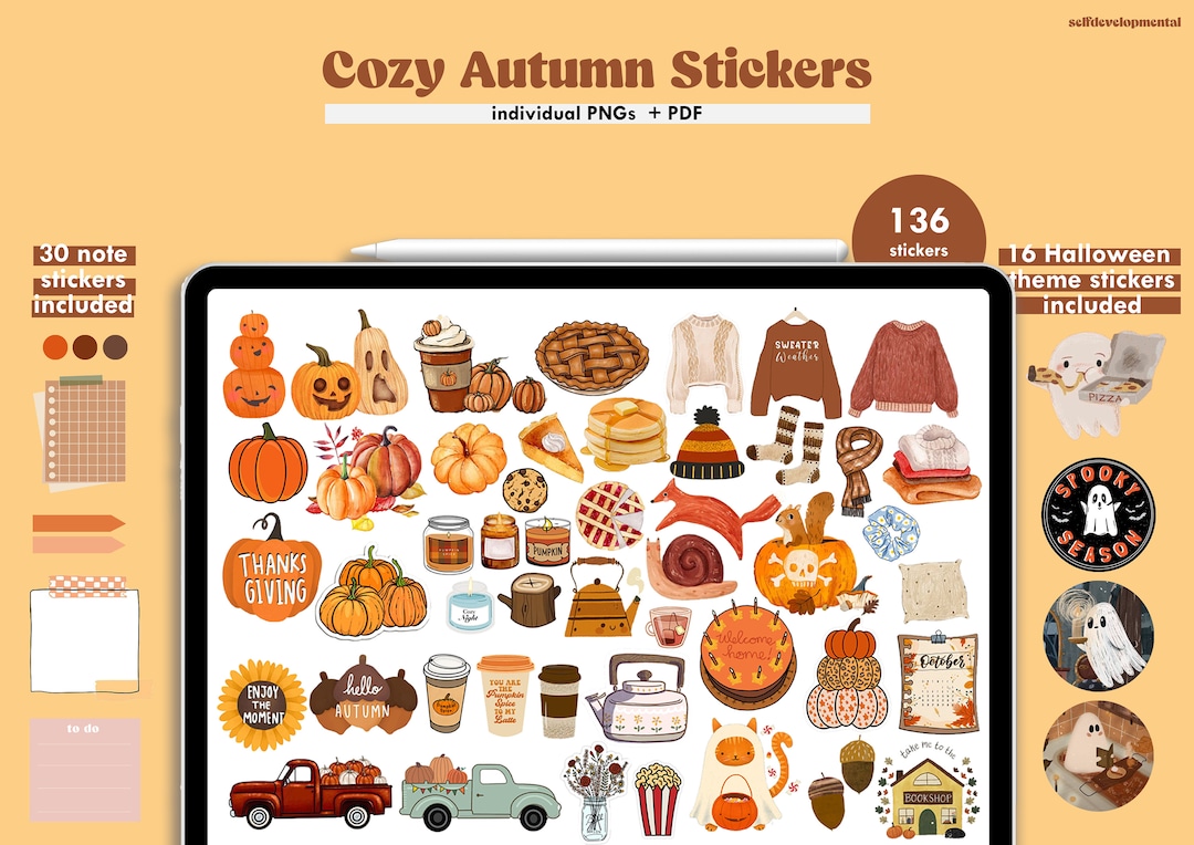 Warm and Cozy Digital Stickers/ Cozy Autumn Digital Stickers / Digital ...