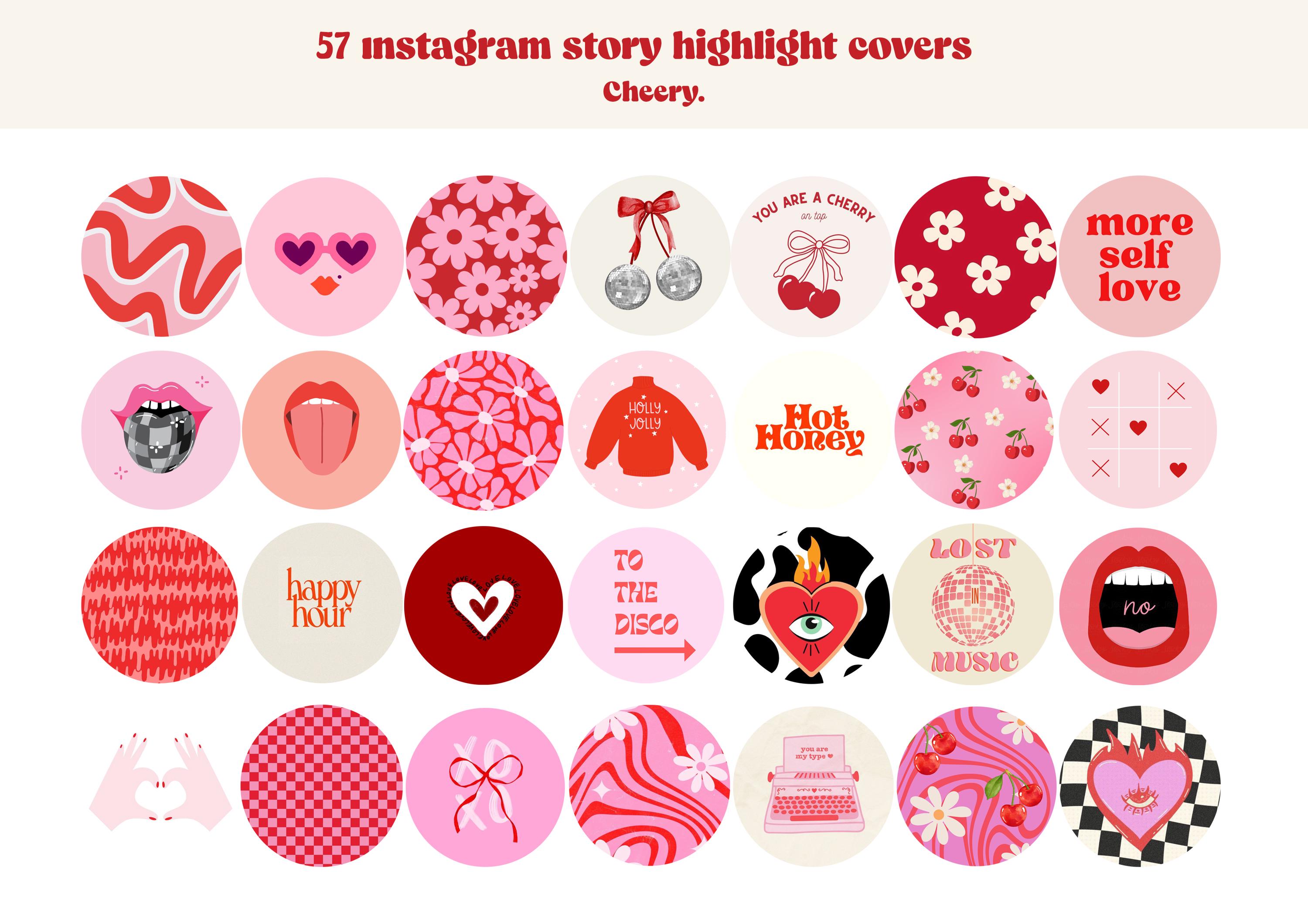 57 Retro Instagram Highlight Cover Icons, Groovy Highlight Covers, Red ...