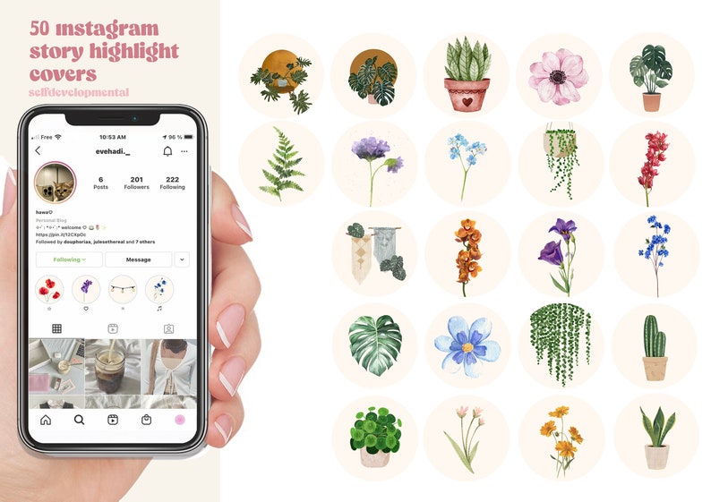 50 Instagram Flower Bouquet Highlight Covers | Botanical Highlight ...