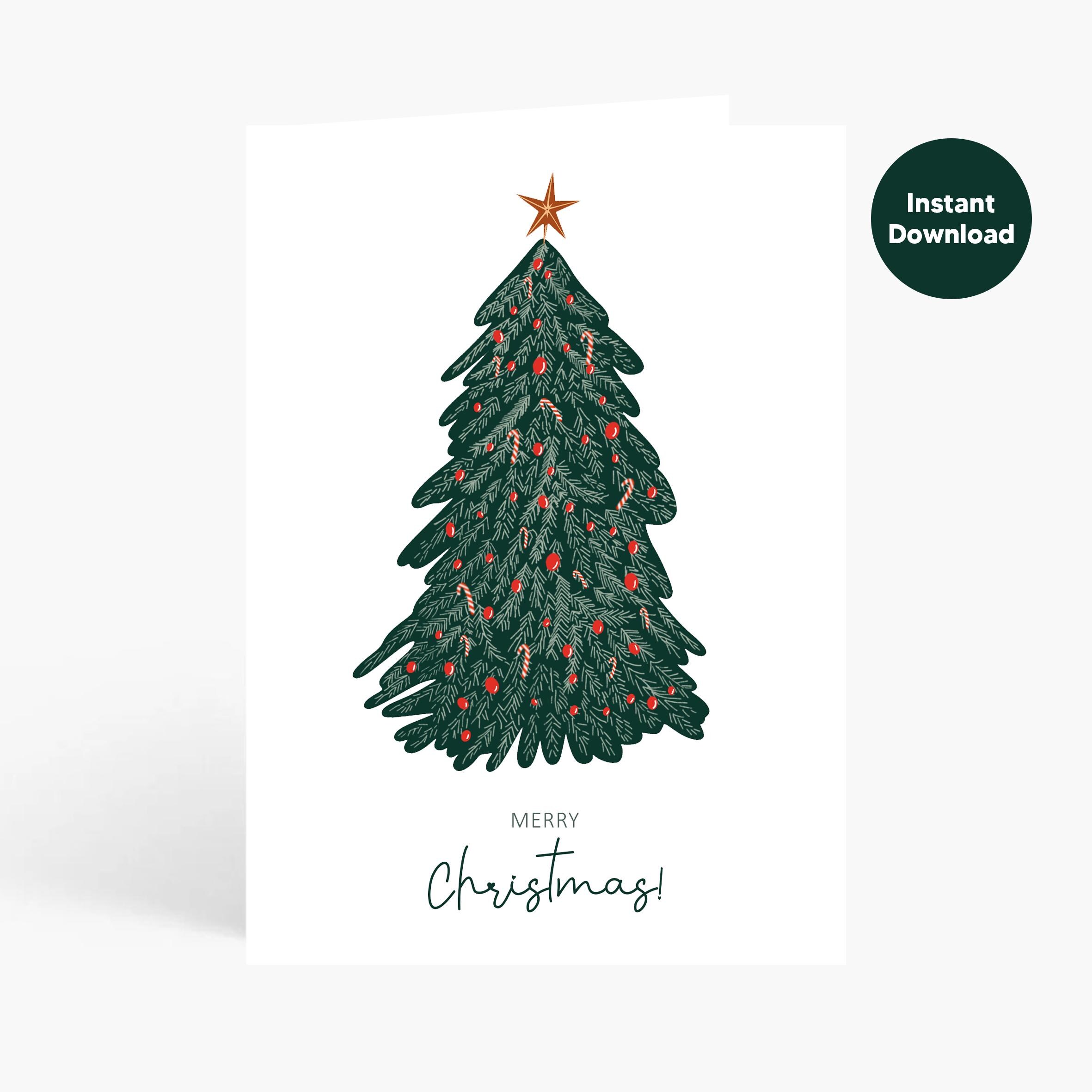 Minimalist Christmas Tree Card: Printable Holiday Card (digital ...