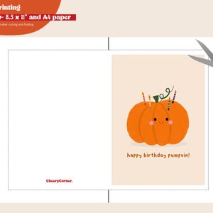 Happy Birthday Pumpkin Card: Printable October Birthday (instant ...