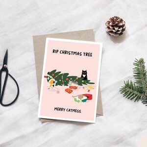 Funny Cat Christmas Card: RIP Tree, Sarcastic Humor (digital Download ...