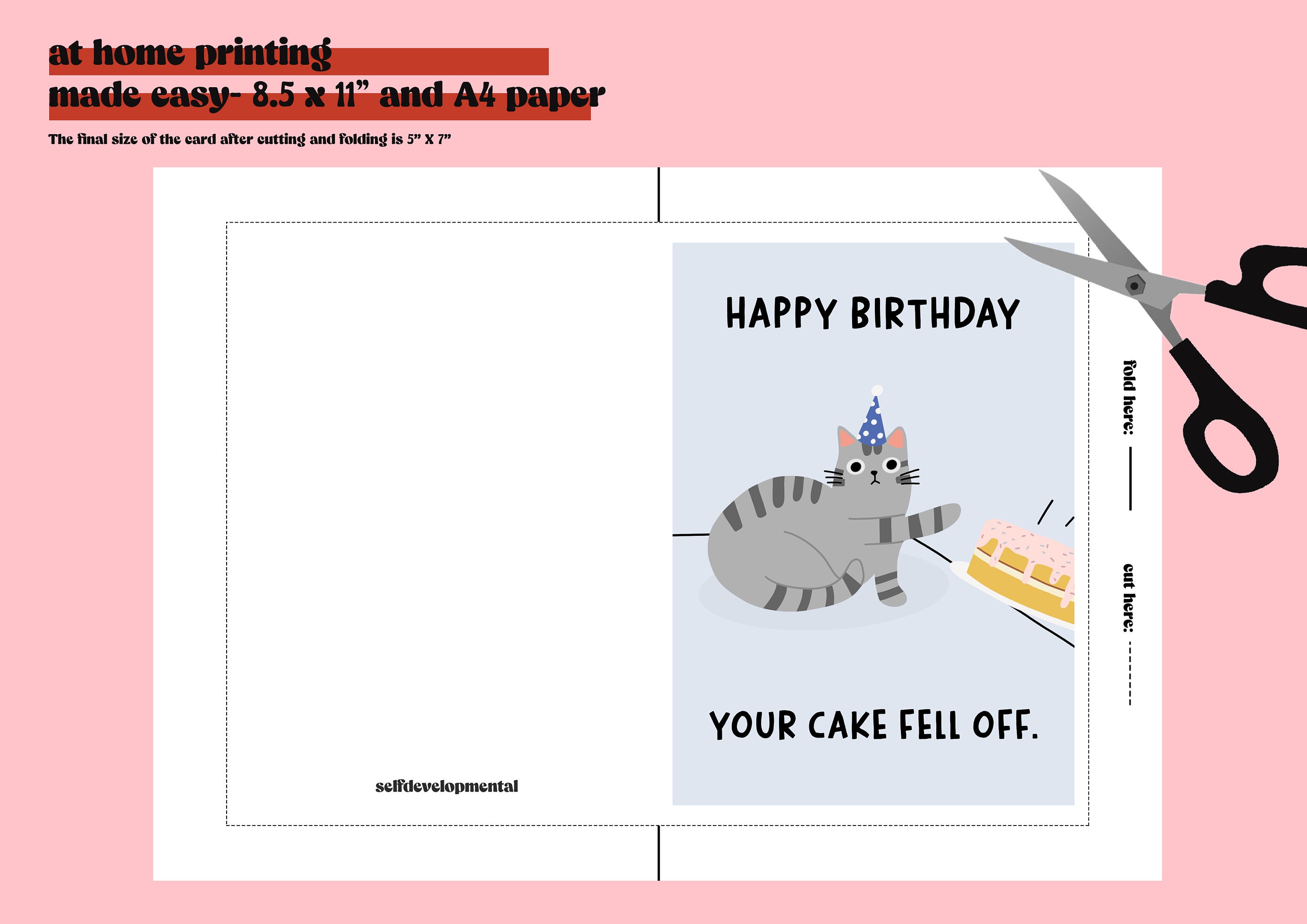 Funny Cat Birthday Card, Birthday Printable Card, Funny Cat Printable ...
