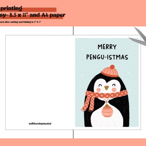 Cute Christmas Card I Printable Funny Christmas Card I Cute Penguin ...