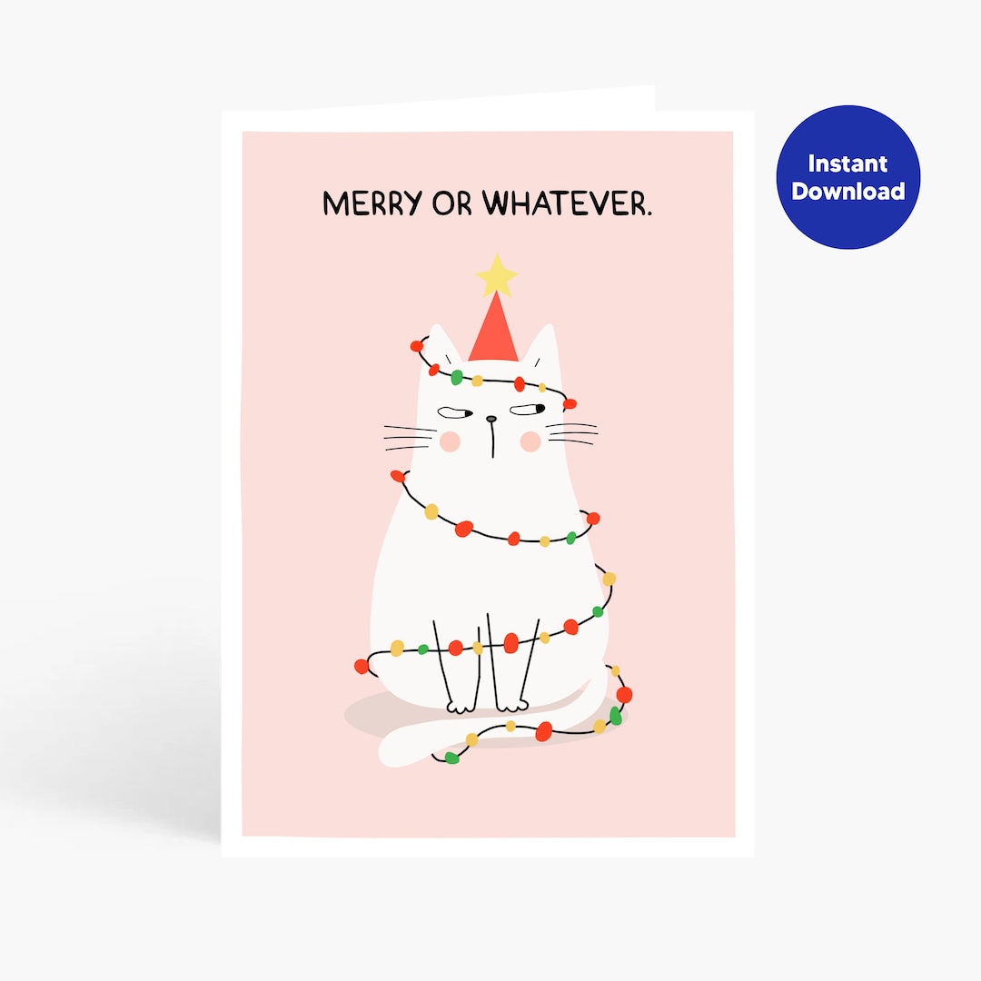 Funny Cat Christmas Card I Funny Christmas Cat Card I Printable ...