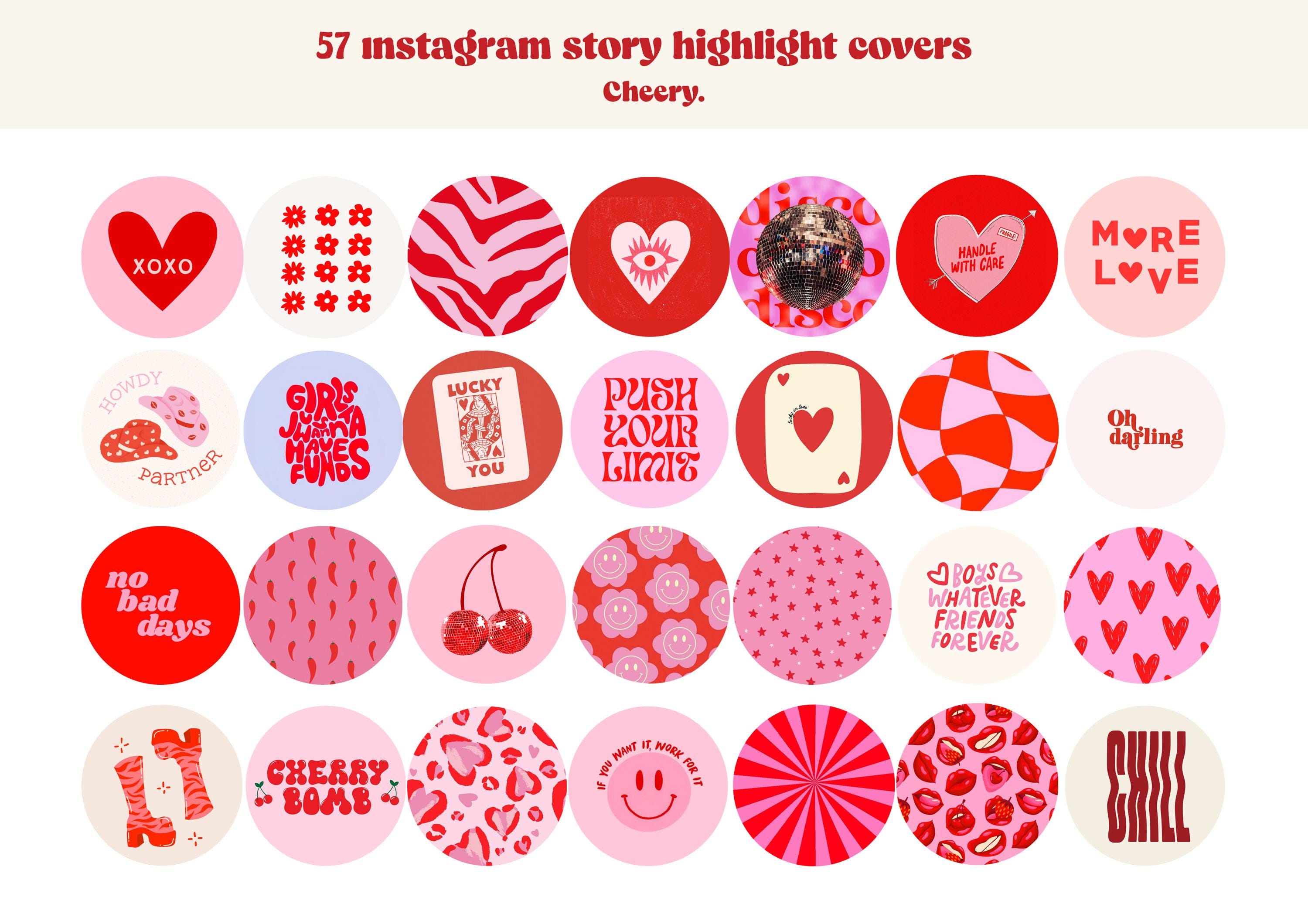 57 Retro Instagram Highlight Cover Icons, Groovy Highlight Covers, Red ...