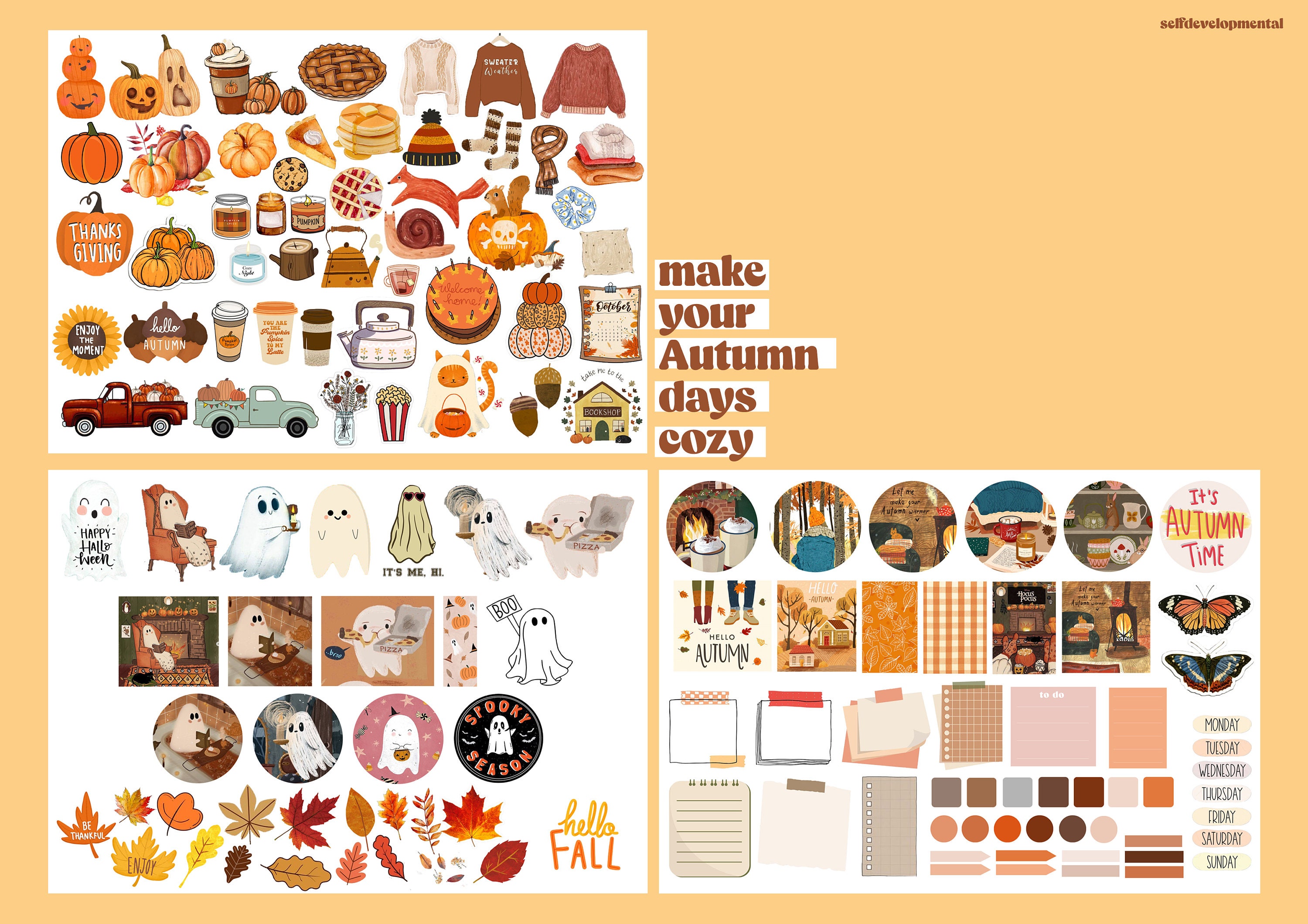 Warm and Cozy Digital Stickers/ Cozy Autumn Digital Stickers / Digital ...