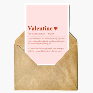 Romantic Valentine Card, Valentine Dictionary Card, Printable Cards ...