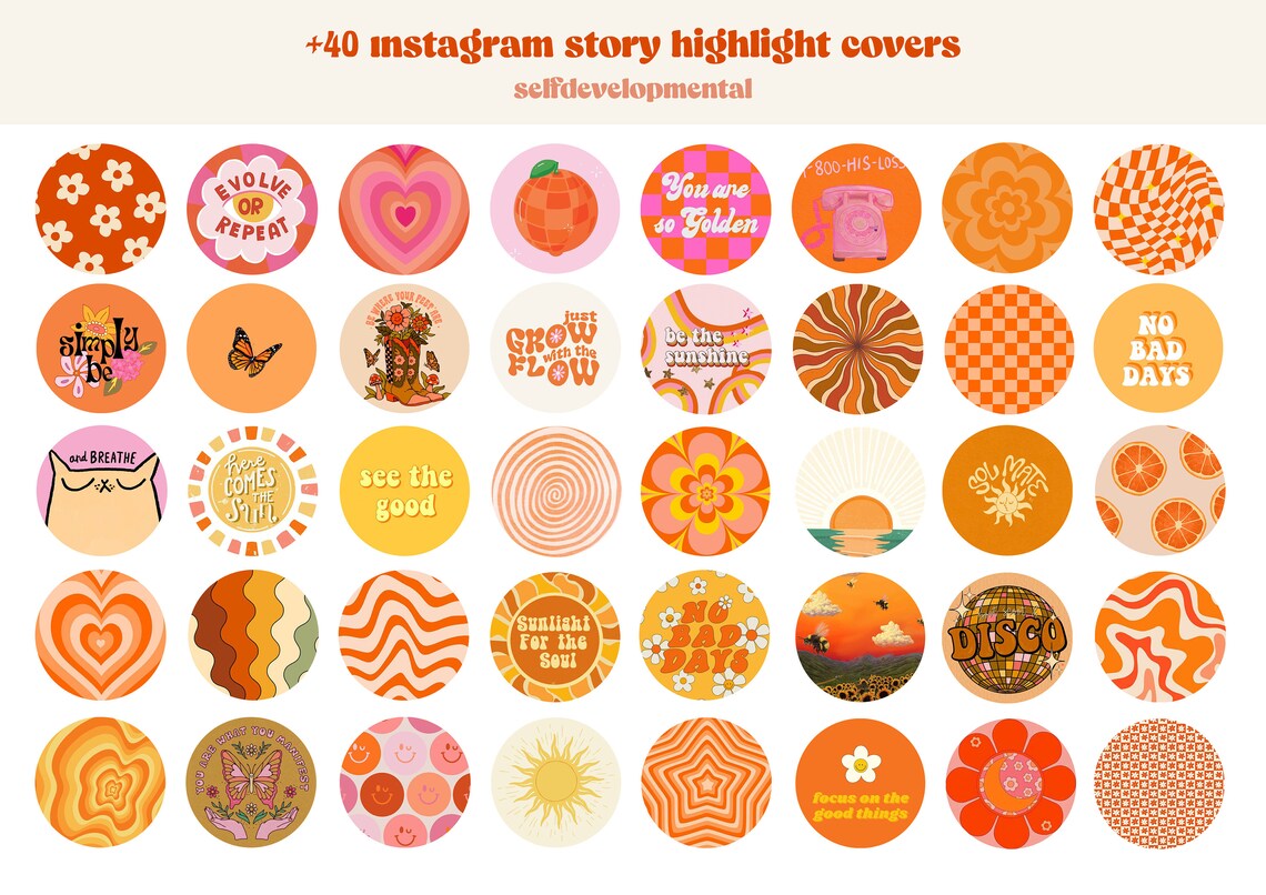 45 Retro Instagram Highlight Cover Icons, Groovy Highlight Covers ...
