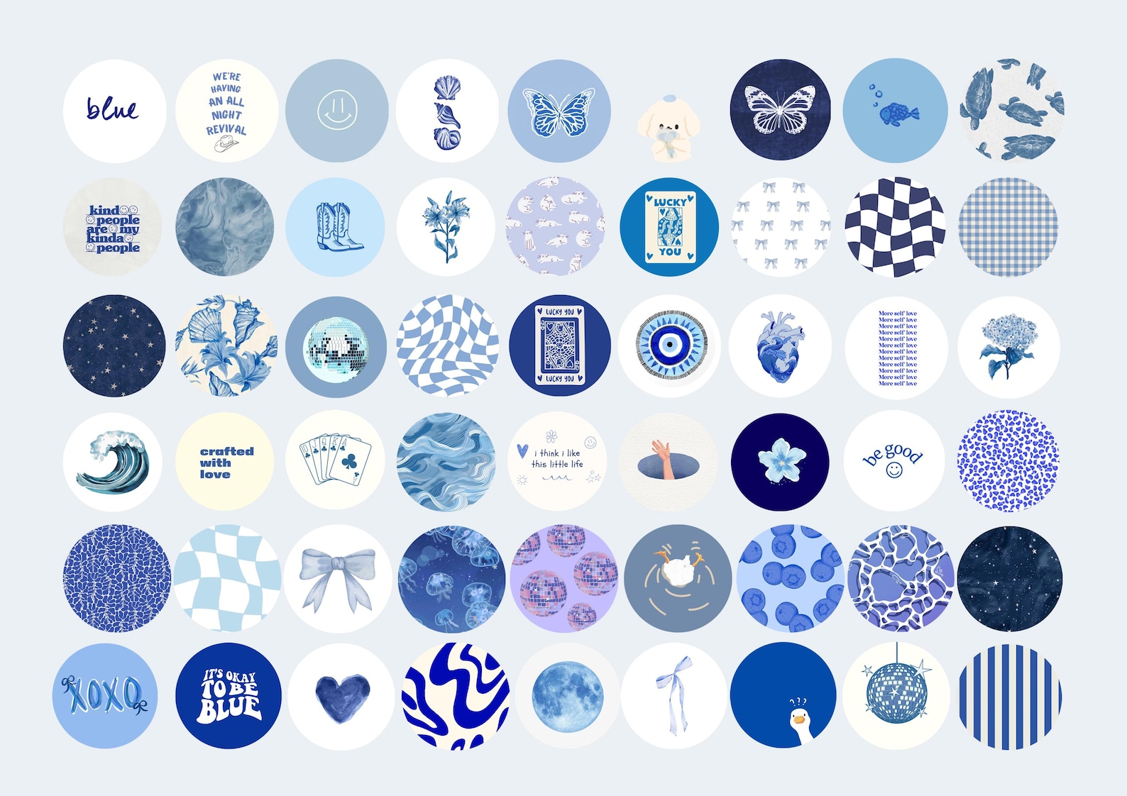 60 Retro Instagram Highlight Cover Icons, Blue Tones Instagram ...