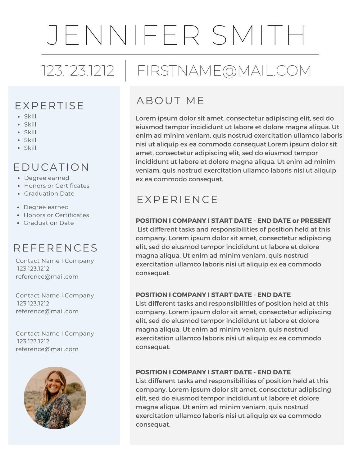 Sweet and Simple Headshot Resume - Etsy