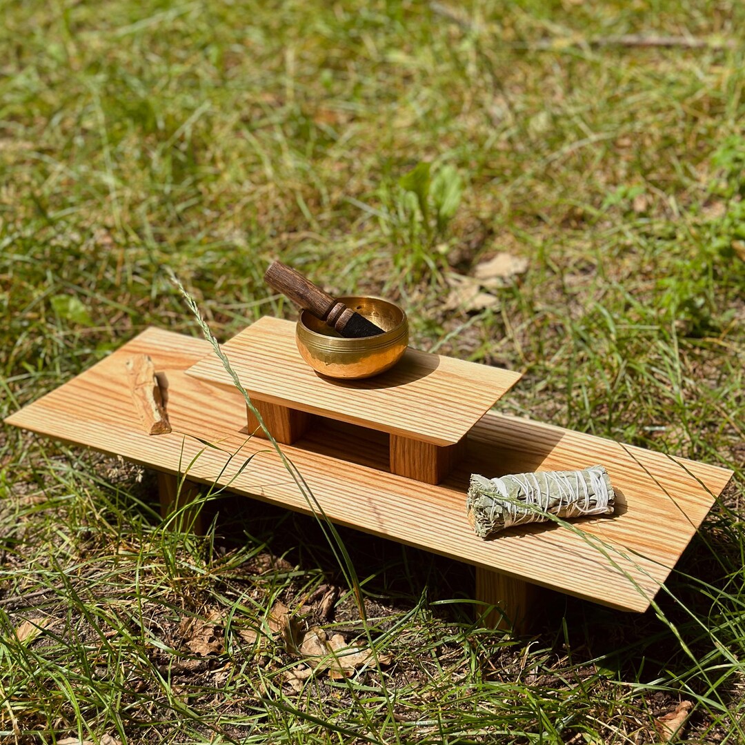 Zen Puja Table. Puja Pedestal. Prayer Table, Handmade Meditation Altar ...