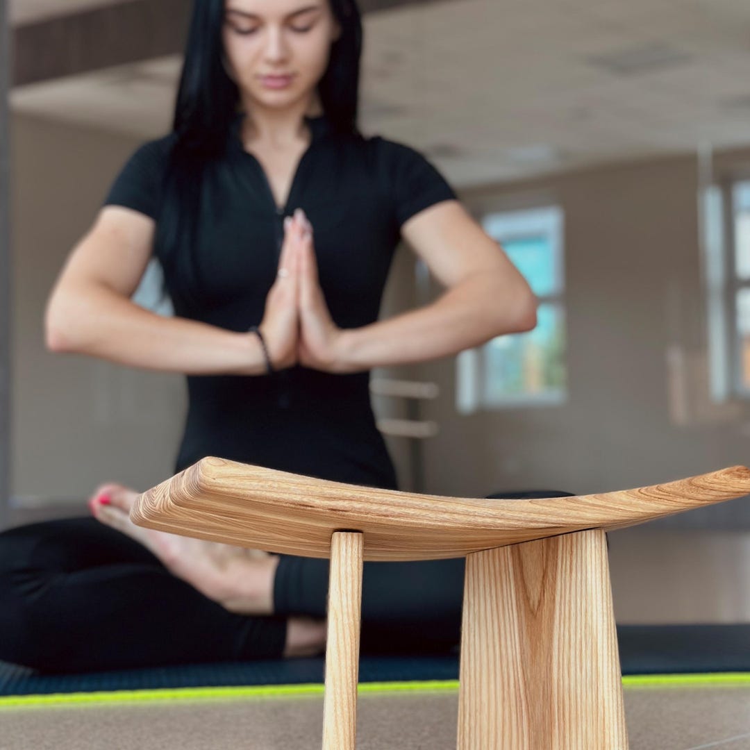 Meditation Stool Wooden Folding, Meditation Bench, Foldable Yoga Stool ...