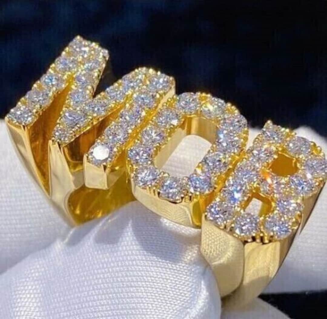 Custom Rapper Ring/ Custom Initial Letter mob Iced - Etsy