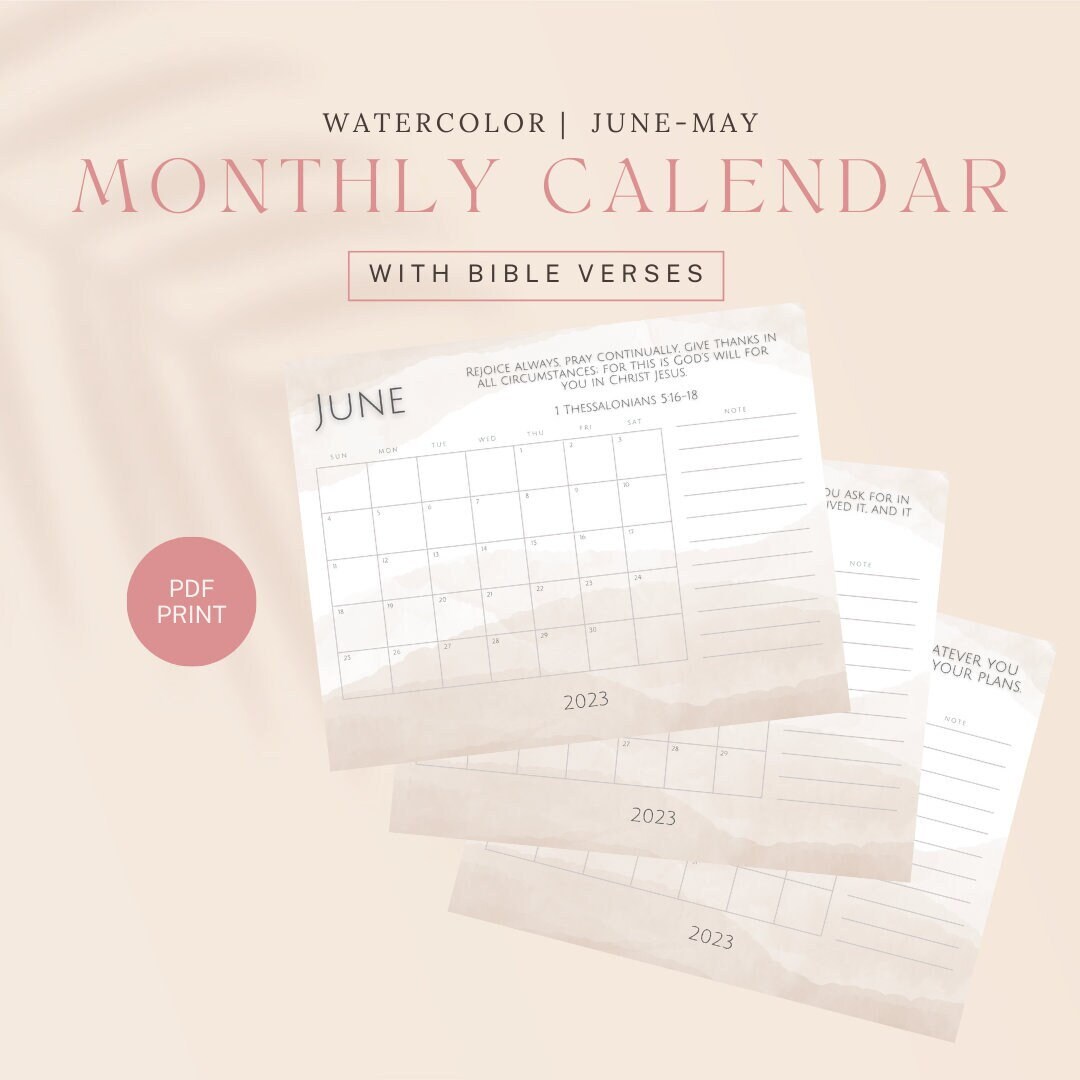 Monthly Printable Religious Calendar Watercolor - Etsy