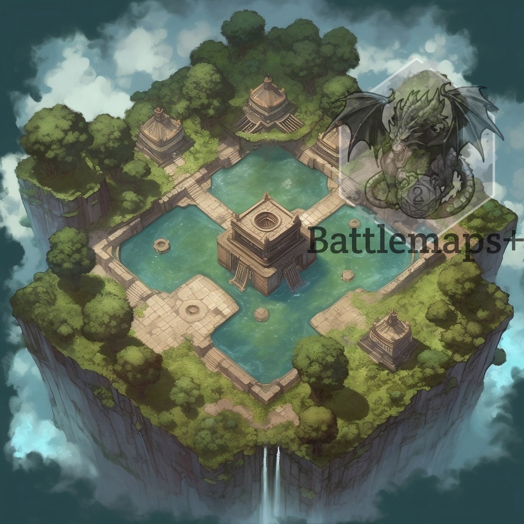 Floating Temple: X1 Digital Battlemap Dnd Battle Map D&D - Etsy