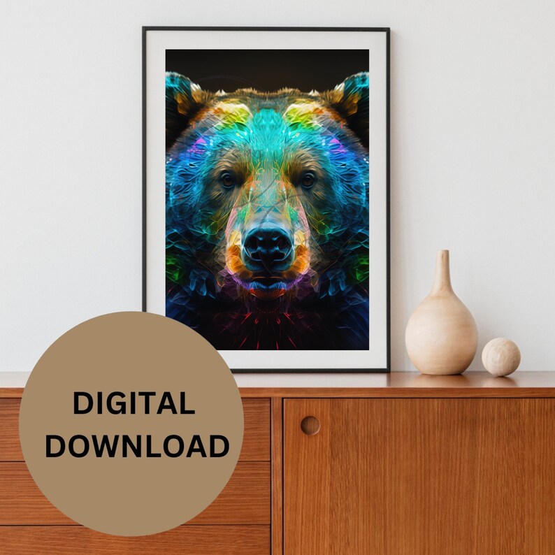 Spectral Glass Bear AI Art Forest Animal Luminous Instant Download - Etsy