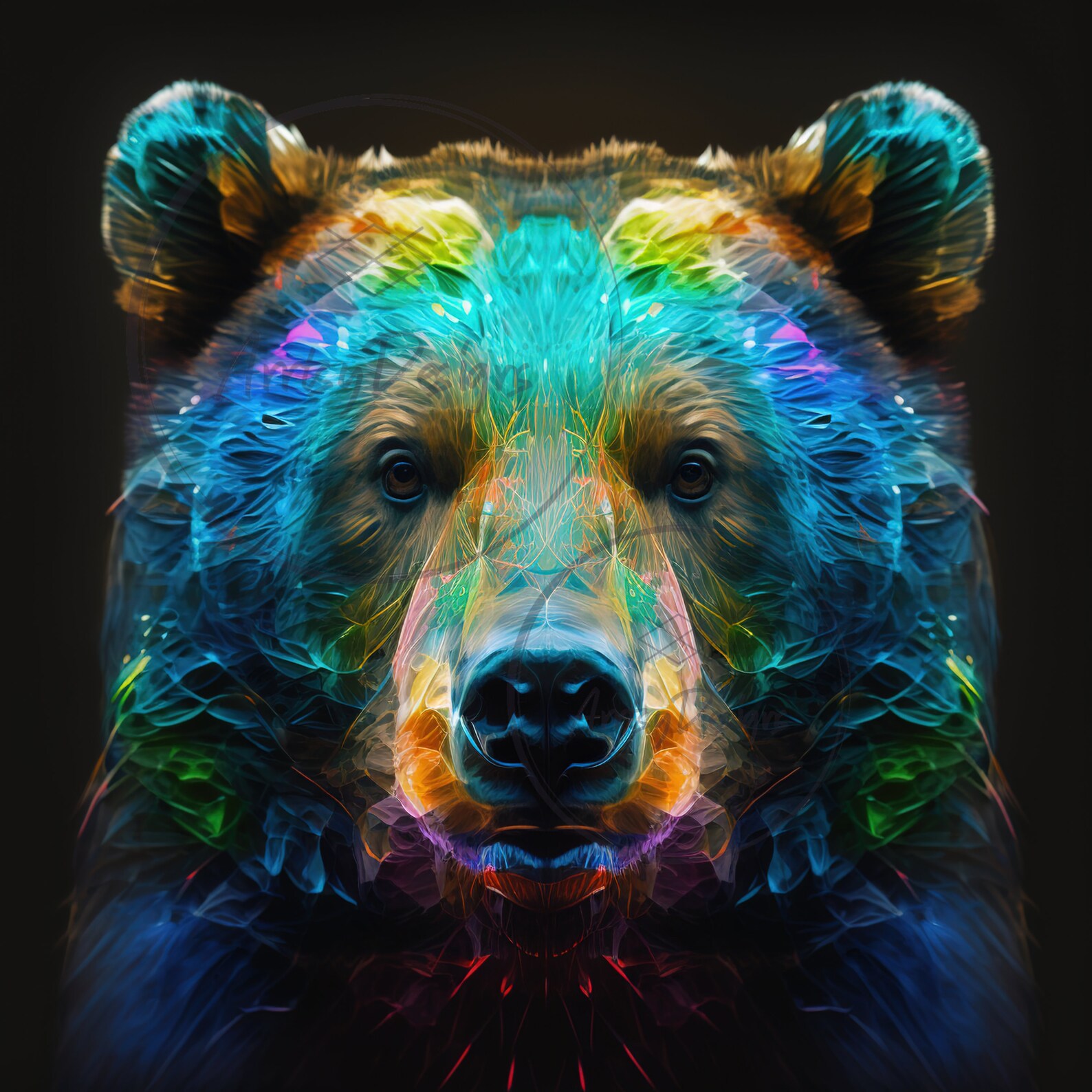 Spectral Glass Bear AI Art Forest Animal Luminous Instant Download - Etsy