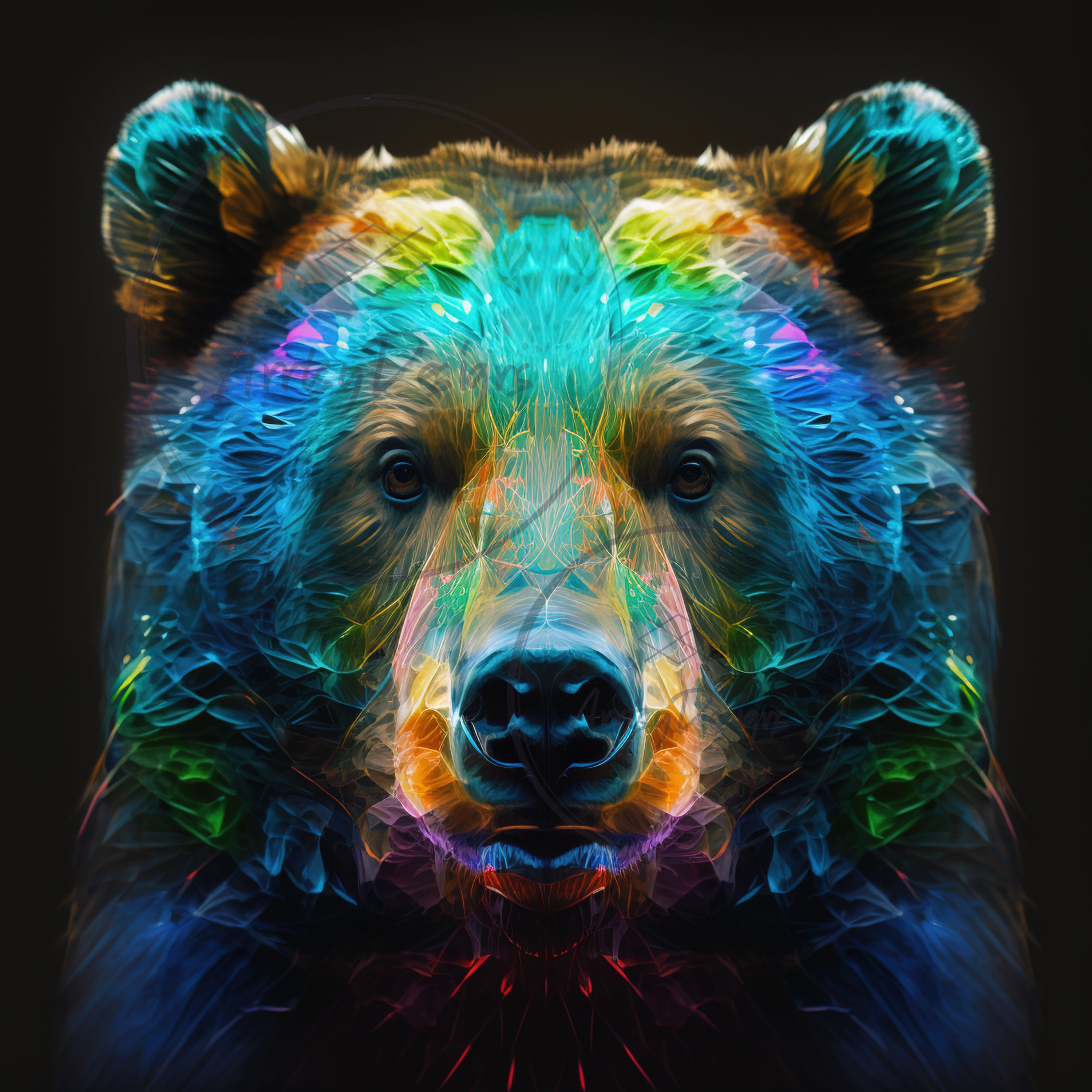 Spectral Glass Bear AI Art Forest Animal Luminous Instant Download - Etsy