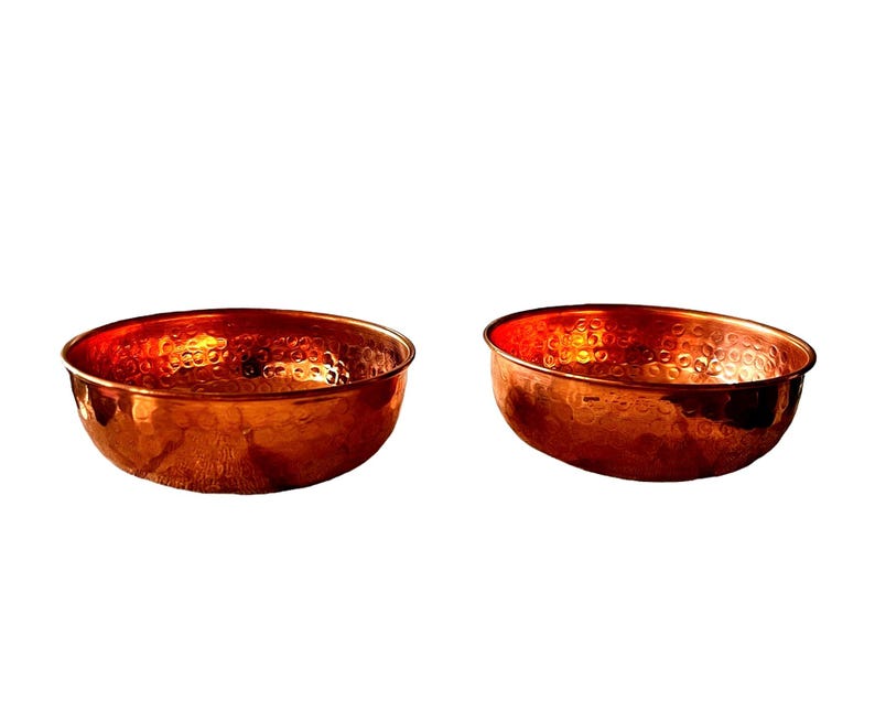 Personalized Solid 100% Copper Pet Bowls | Hand Hammered Cat Dog Water ...
