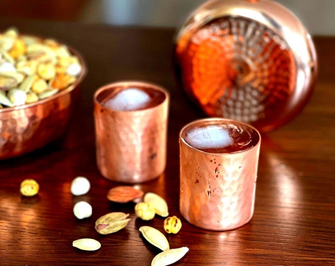 Mid Century Modern Barware ~ COPPER Trimmed Brown CORDIAL COCKTAIL or ...
