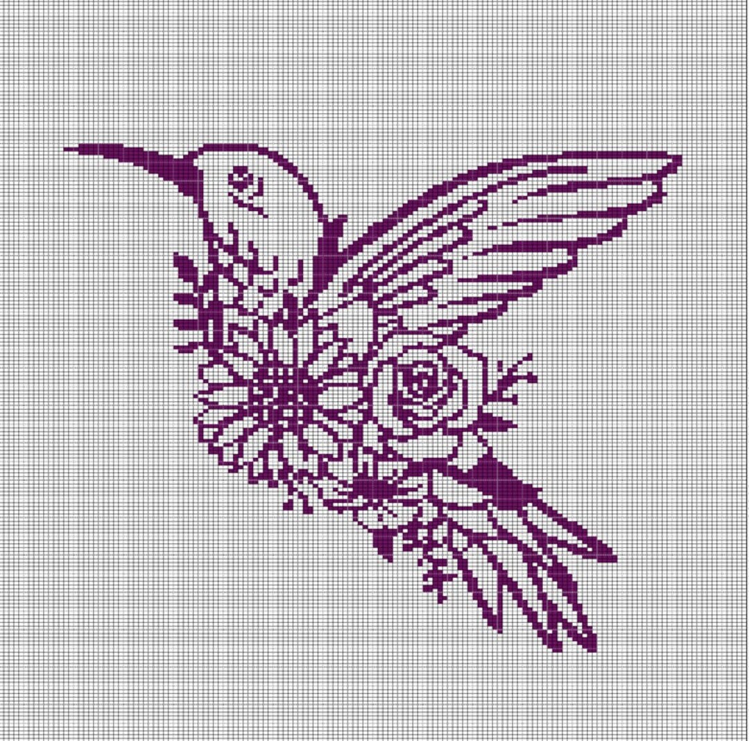 Hummingbird With Flowers 2 Crochet Afghan Pattern Graph - Etsy