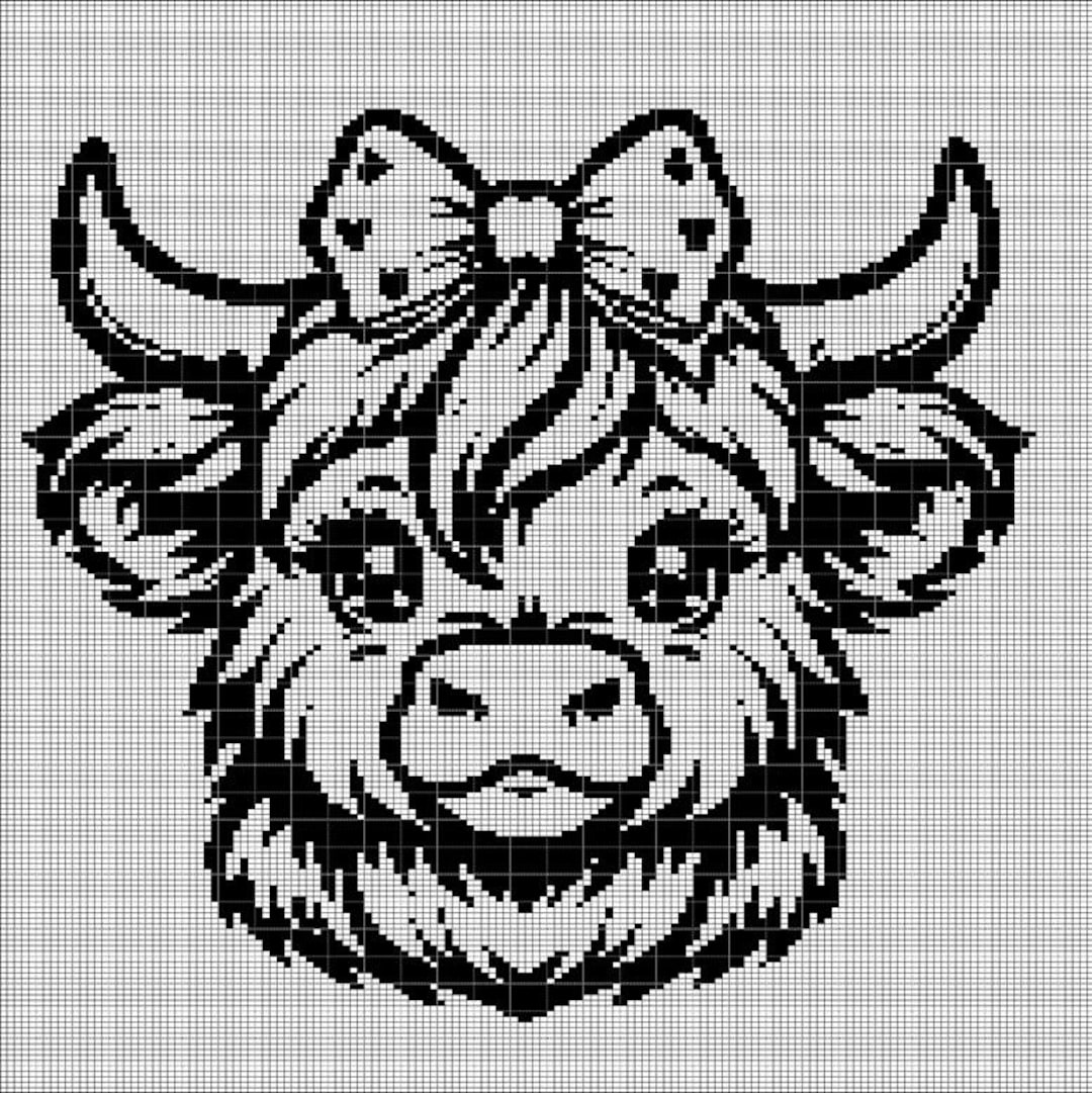 Little Highland Cow 2 Crochet Afghan Pattern Graph - Etsy
