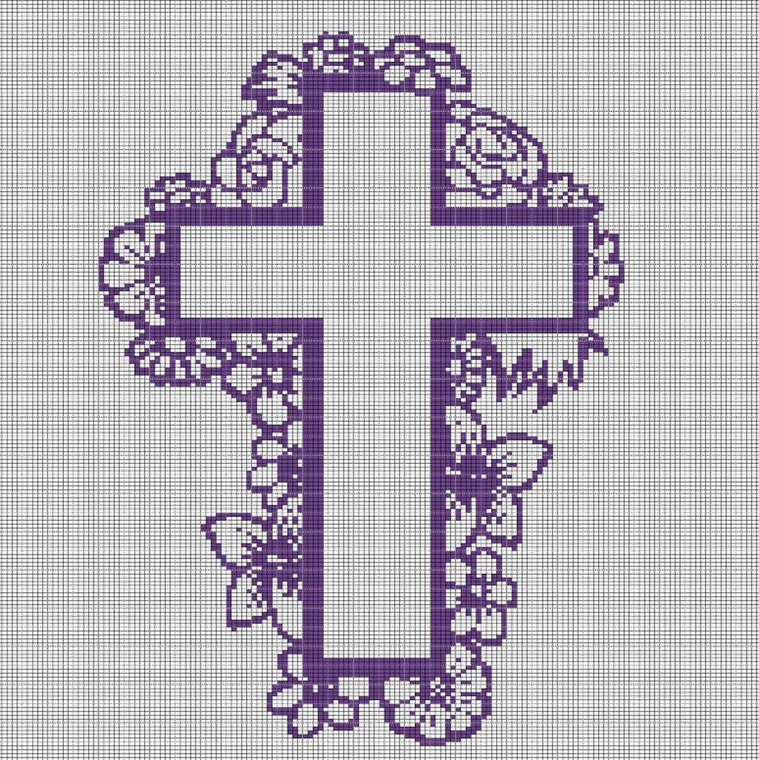 Cross With Flowers Crochet Afghan Pattern Graph - Etsy