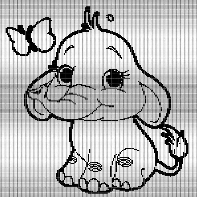 Little Elephant With Butterfly Crochet Afghan Pattern Graph - Etsy