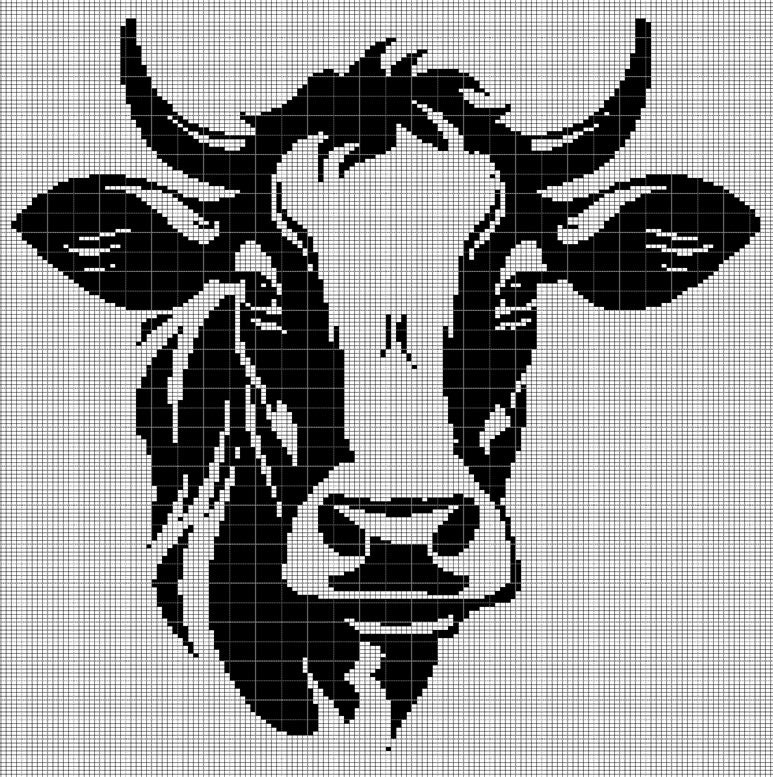 Cow Head 6 Crochet Afghan Pattern Graph - Etsy