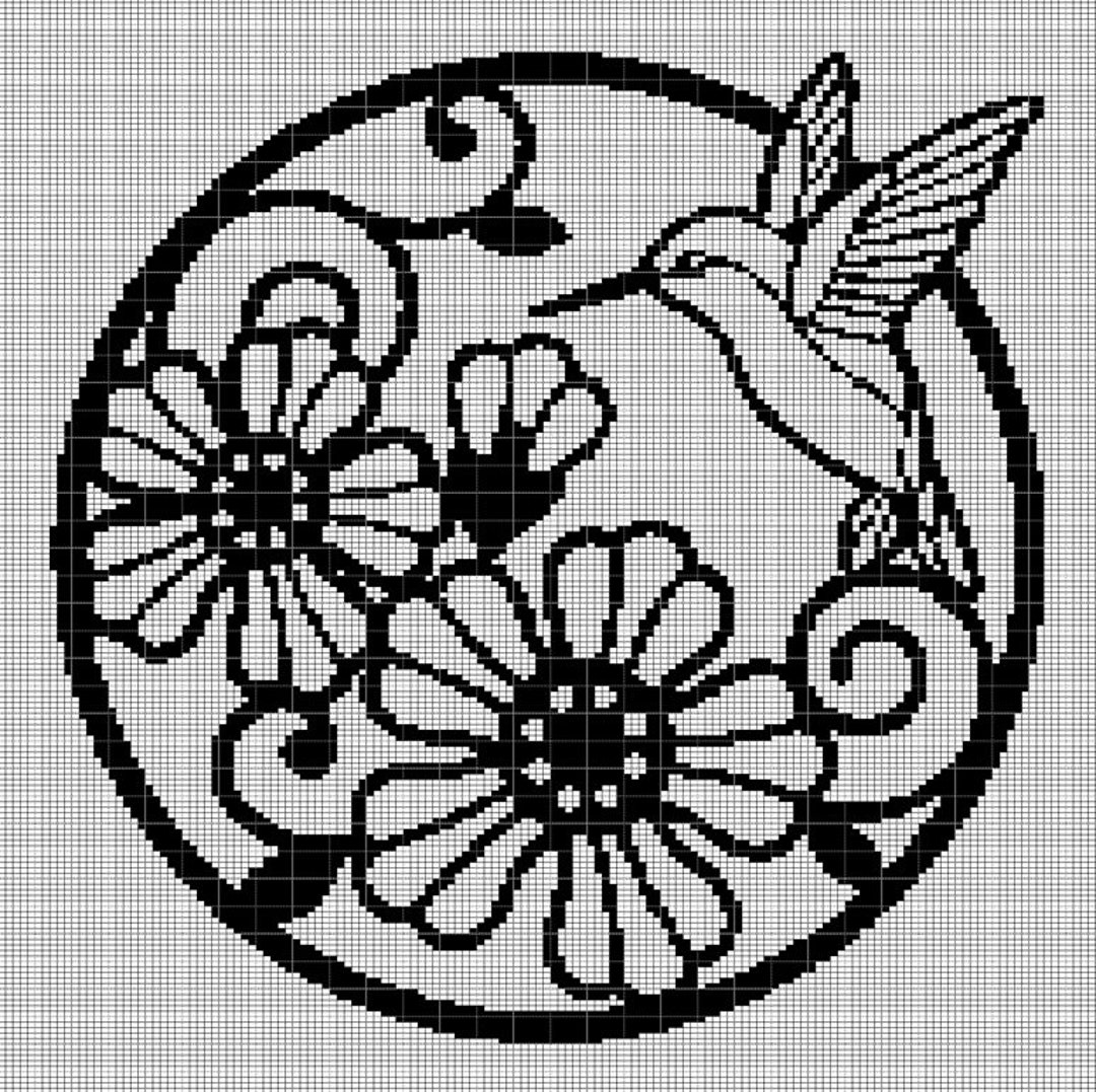 Hummingbird With Flowers Crochet Afghan Pattern Graph - Etsy