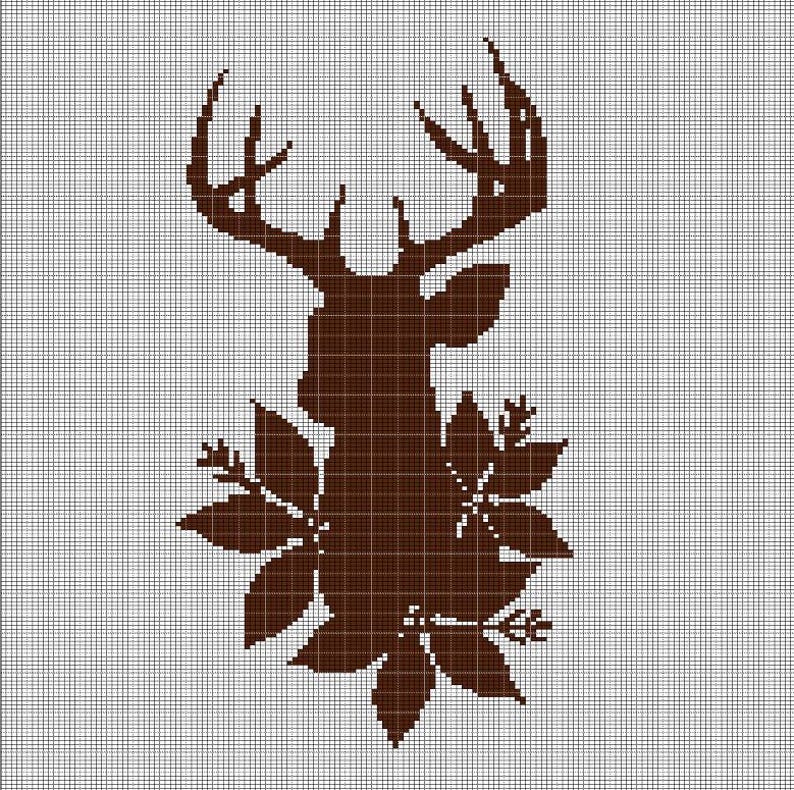 Deer Head With Leaves Crochet Afghan Pattern Graph - Etsy