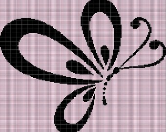 Pink Butterfly Crochet Afghan Pattern Graph - Etsy