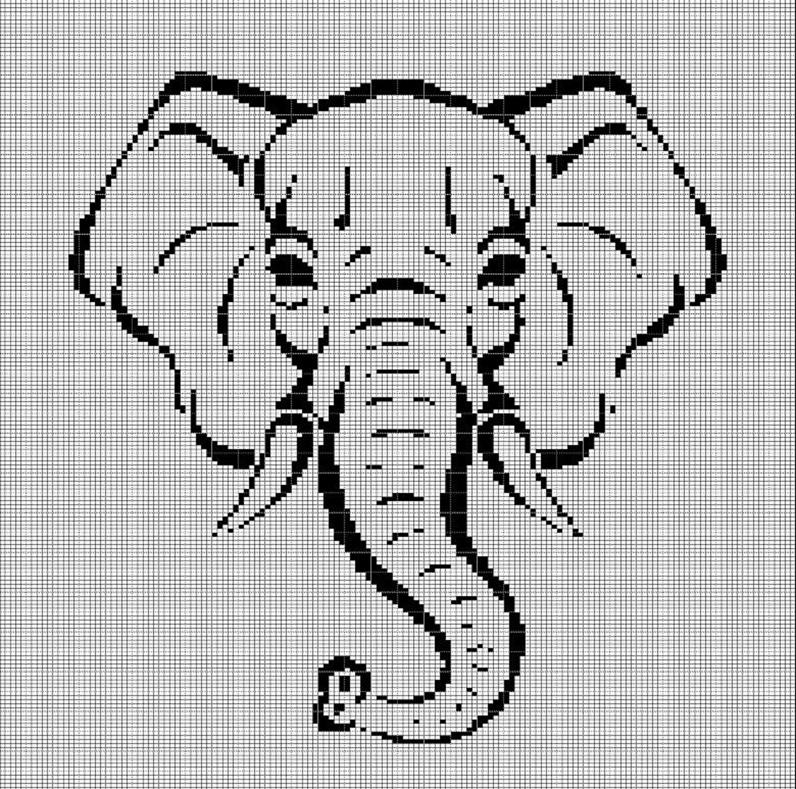 Elephant Head 4 Crochet Afghan Pattern Graph - Etsy