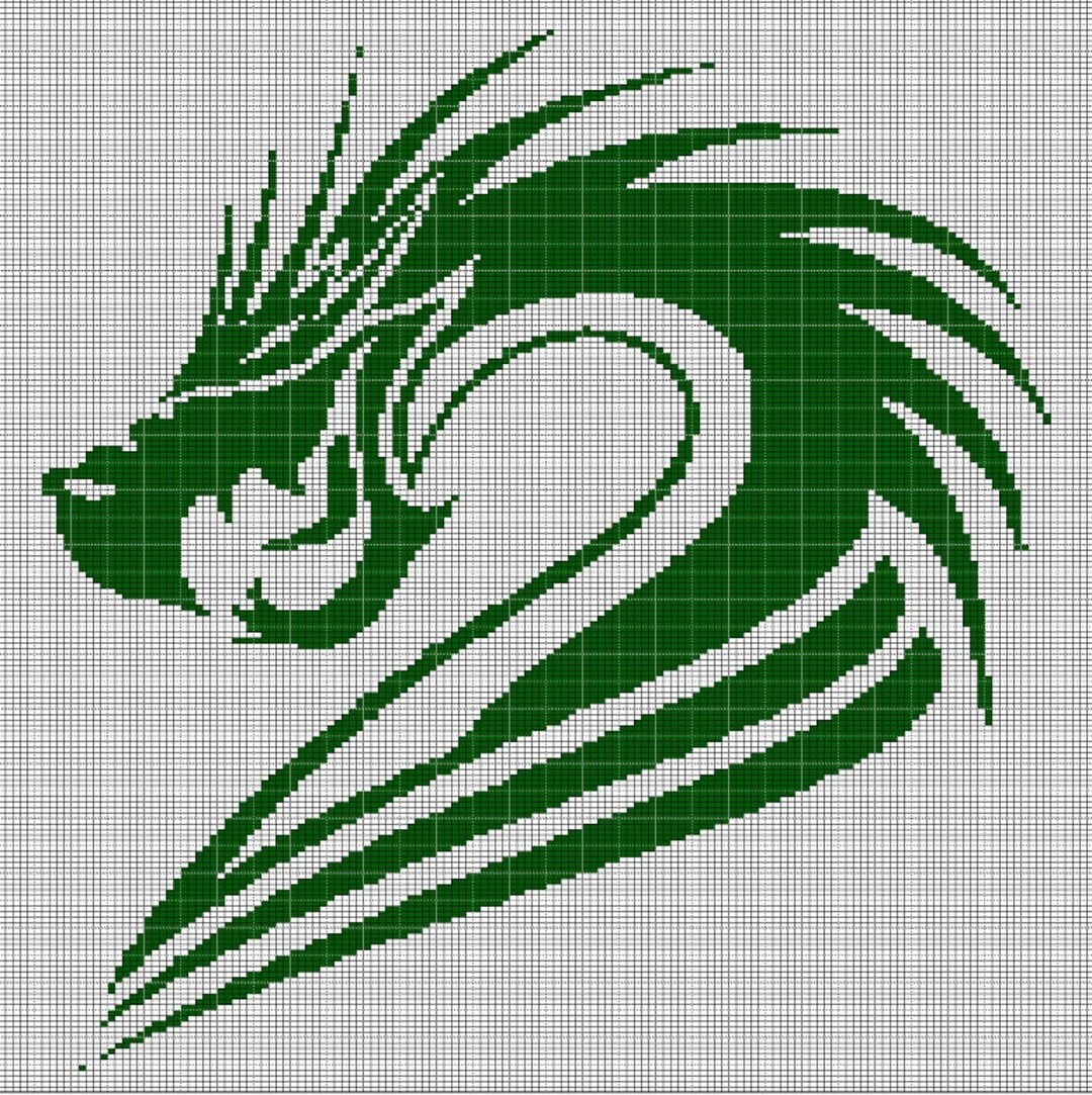 Green Dragon Head 2 Crochet Afghan Pattern Graph - Etsy