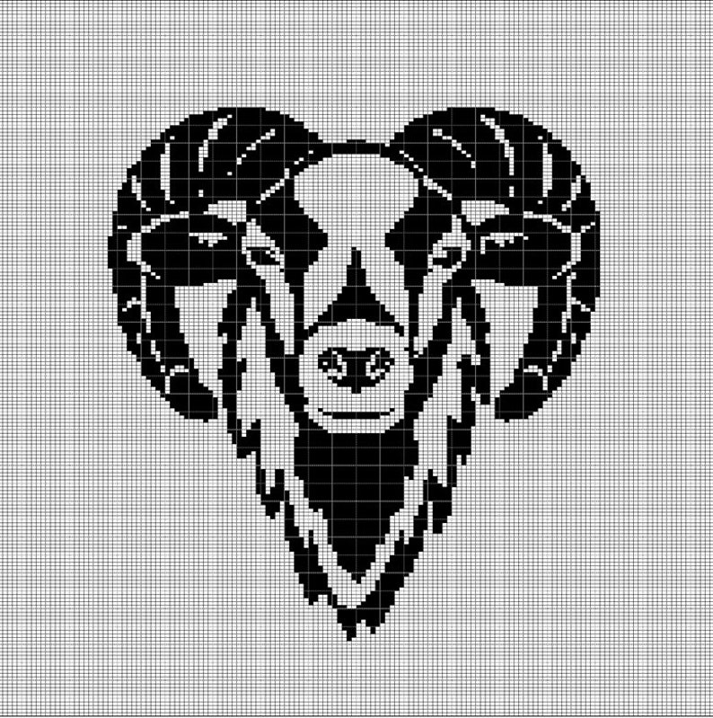 Ram Head 5 Crochet Afghan Pattern Graph - Etsy