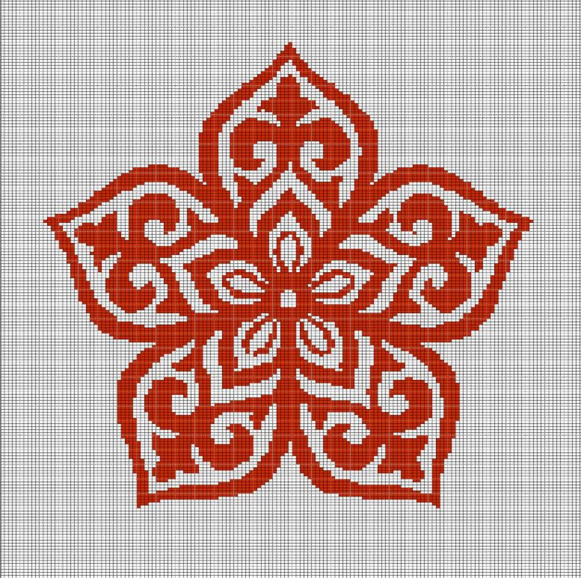 Red Flower Motif Crochet Afghan Pattern Graph - Etsy