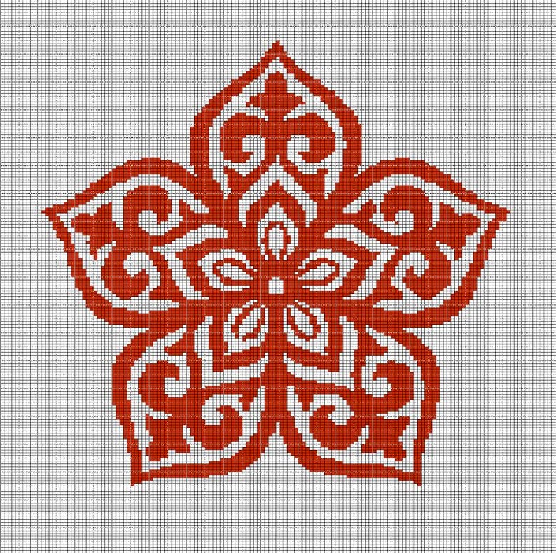 Red Flower Motif Crochet Afghan Pattern Graph - Etsy
