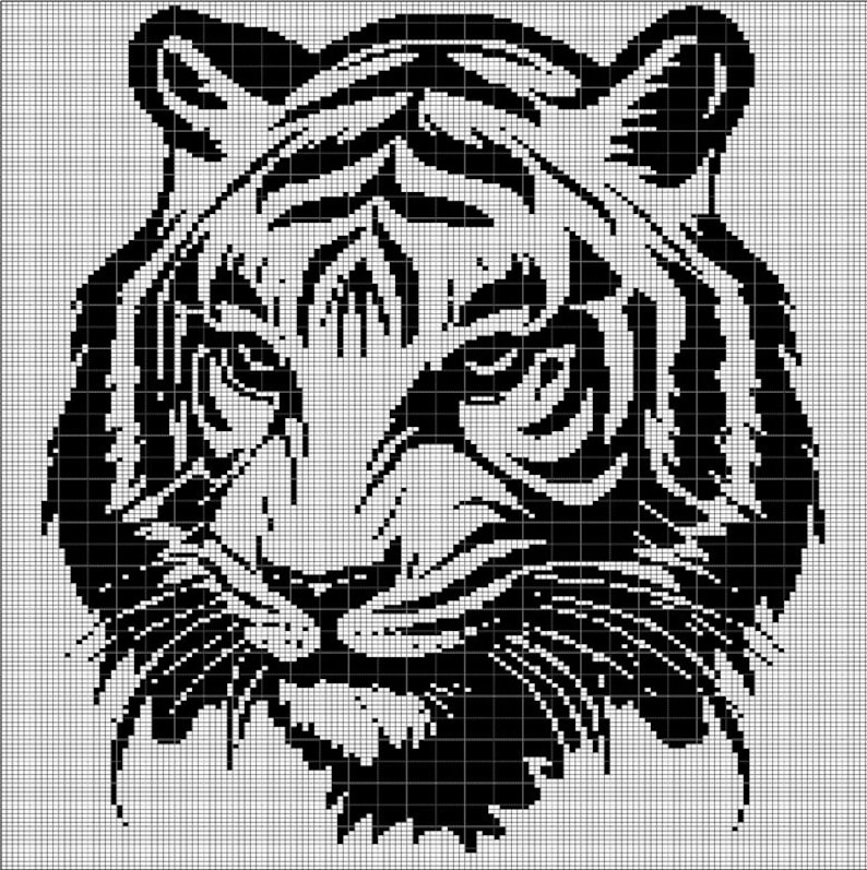 Tiger Head 12 Crochet Afghan Pattern Graph - Etsy